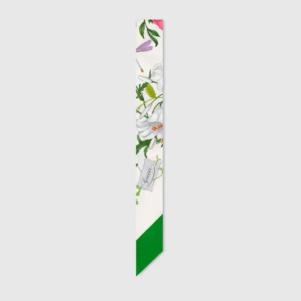 Gucci Printed Silk Ribbon - White