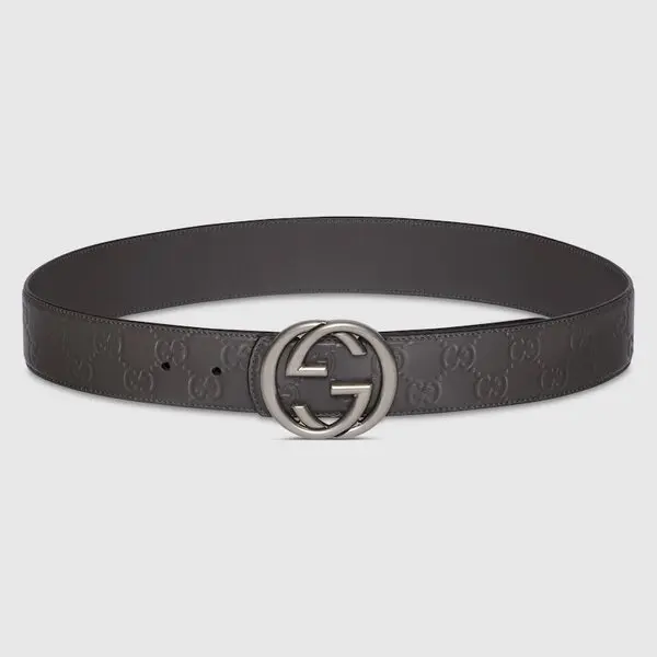 Gucci Reversible Belt With Interlocking G Buckle - Grey