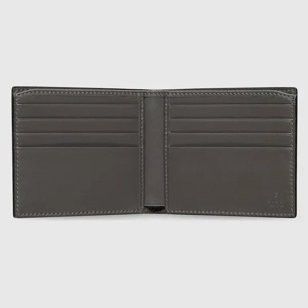Gucci Gg Emblem Bi-fold Wallet Leather - Grey