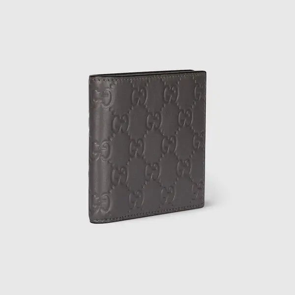 Gucci Gg Emblem Bi-fold Wallet Leather - Grey