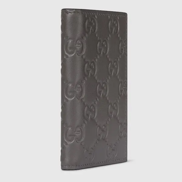 Gucci Gg Emblem Card Case Leather - Grey