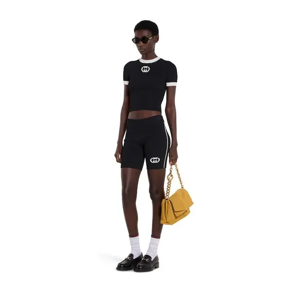 Gucci Ribbed T-shirt With Interlocking G Intarsia