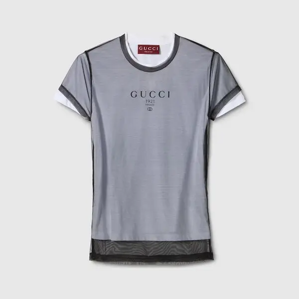 Gucci Double Layered Jersey T-shirt With 1921 Firenze' Print