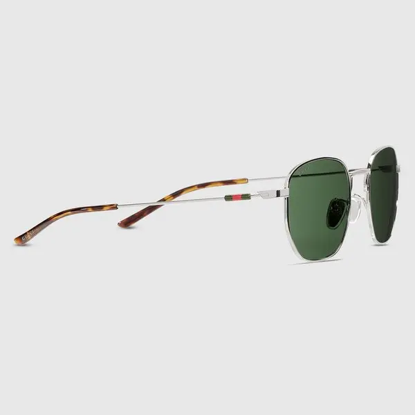 Gucci Round Frame Sunglasses With Web Detail