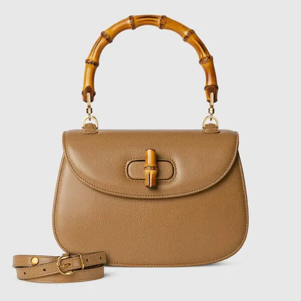 Gucci Bamboo 1947 Small Bag In Leather - Beige