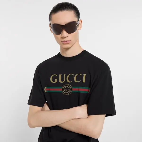 Gucci Silk Blend Jersey T-shirt With Print - Black