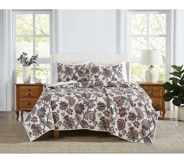 CANNON Chloe Jacobean Full/queen 3 Piece Quilt Set - One-color