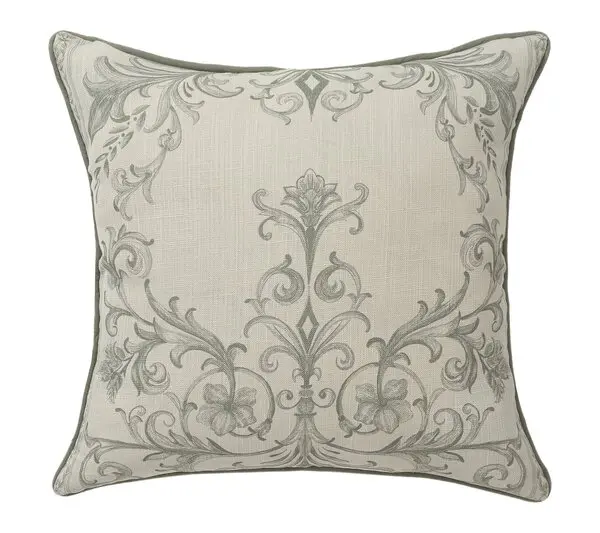 OX BAY TRADING CO. Ox Bay Sage/ivory Damask Recycled P.e.t. Throw Pillow, 20'x20 - One-color