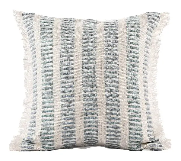 OX BAY TRADING CO. Ox Bay Blue/ivory Striped Farmhouse Polyester P Illow, 20'x20 - One-color