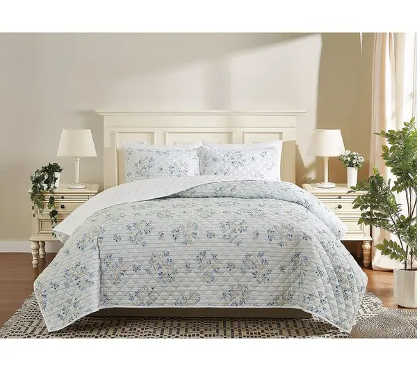 COTTAGE CLASSICS Emma Floral Full/queen Quilt S Et - One-color