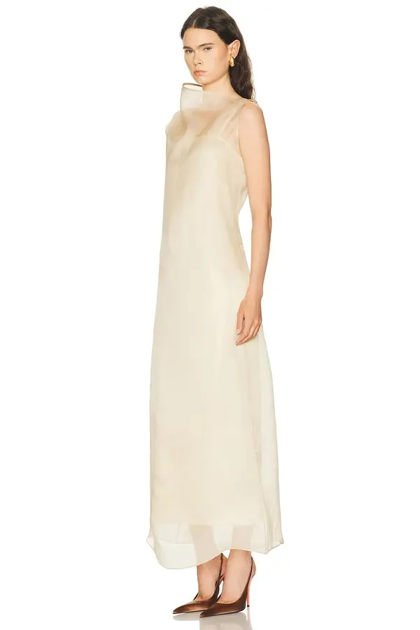 SEV High Neck Organza Column Dress