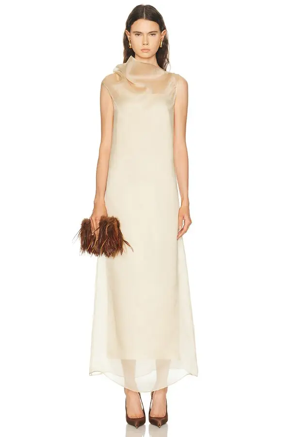 SEV High Neck Organza Column Dress
