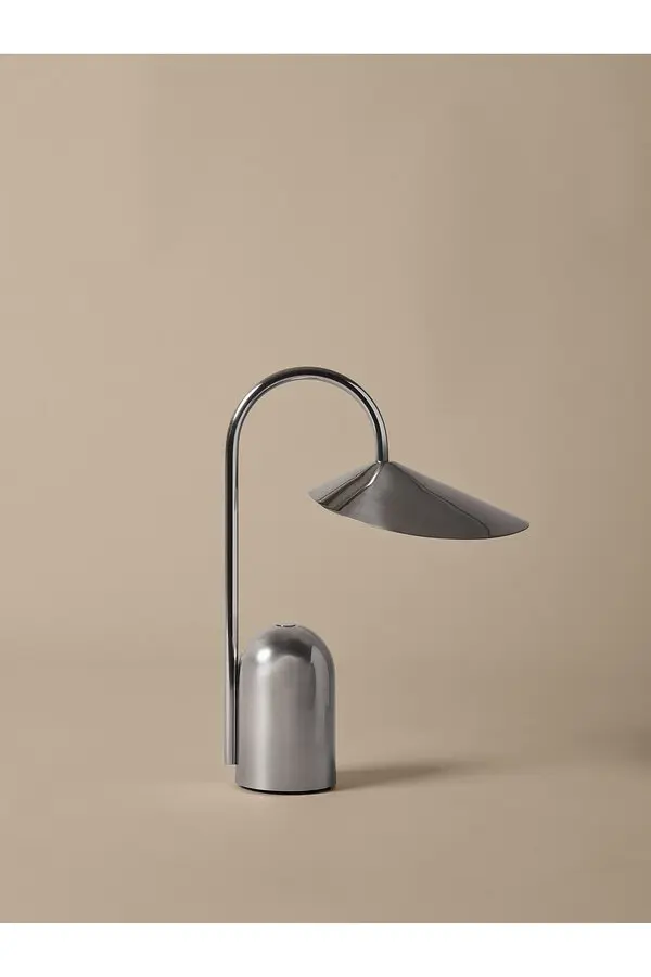 FERM LIVING Arum Portable Lamp In Metallic Silver