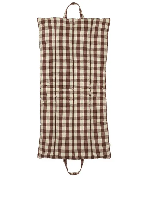 FERM LIVING Bothy Check Folding Mat In Burgundy,cream - Cinnamon & Green