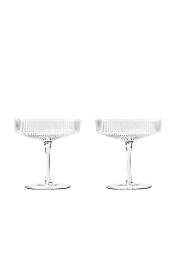 FERM LIVING Ripple Champagne Saucers Set Of 2 - Clear