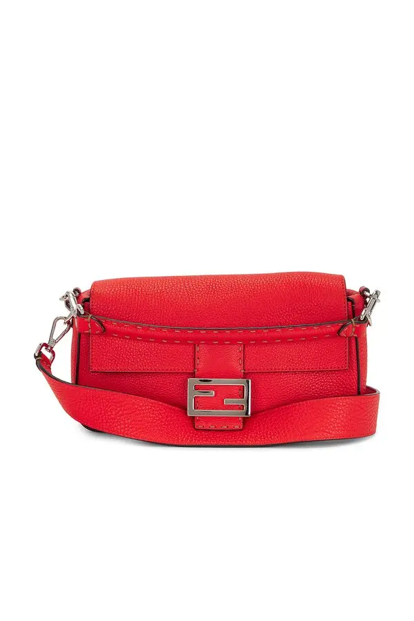 Fendi Selleria Baguette Shoulder Bag - Red