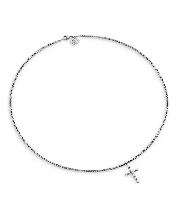 David Yurman Cable Classics Cross Diamond Necklace - Silver