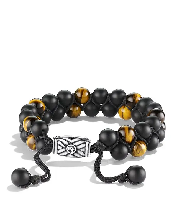 David Yurman Spiritual Beads Two-row Bracelet - Silver/black/orange