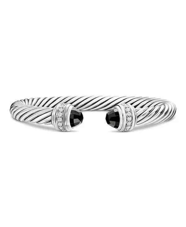David Yurman Cable Bracelet With And Diamonds - Black Onyx