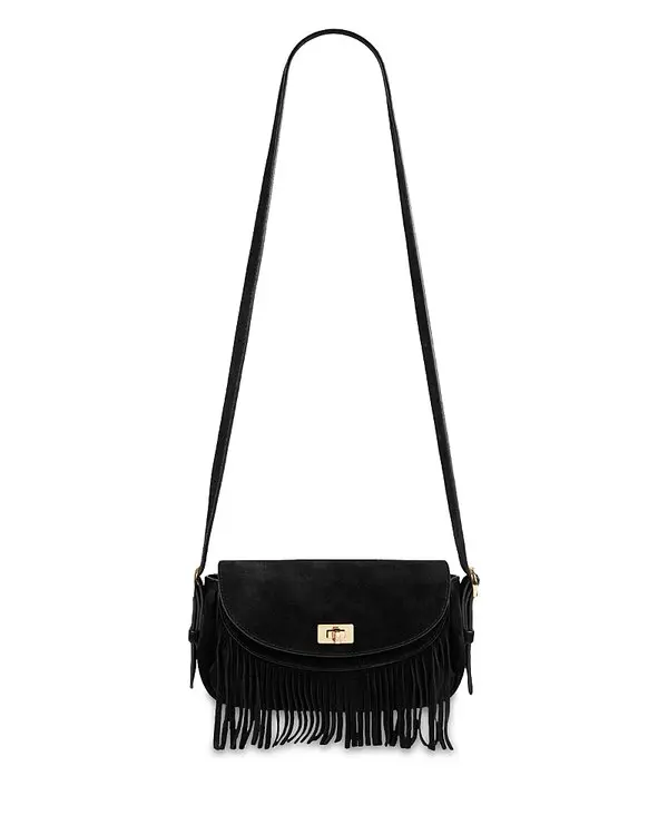 Sandro Le Mini Mambo Fringed Suede Shoulder Bag