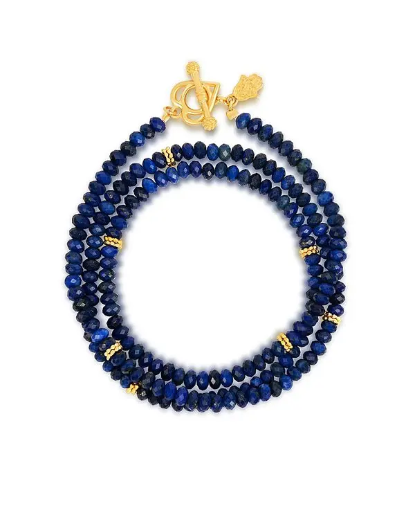 KARMA AND LUCK Peaceful Heart Lapis Lazuli Wrap Bracelet - Blue/gold