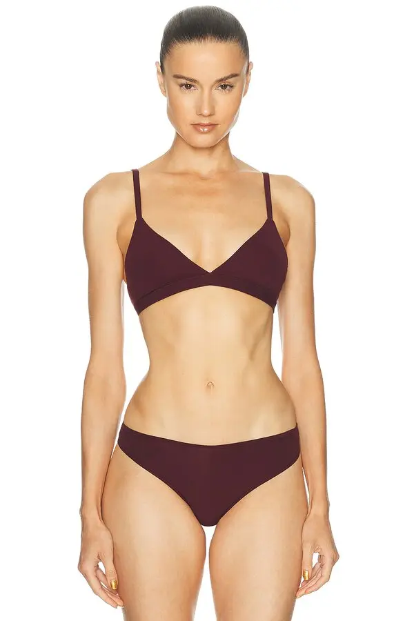 SKIMS Fits Everybody Triangle Bralette In Brown - Currant