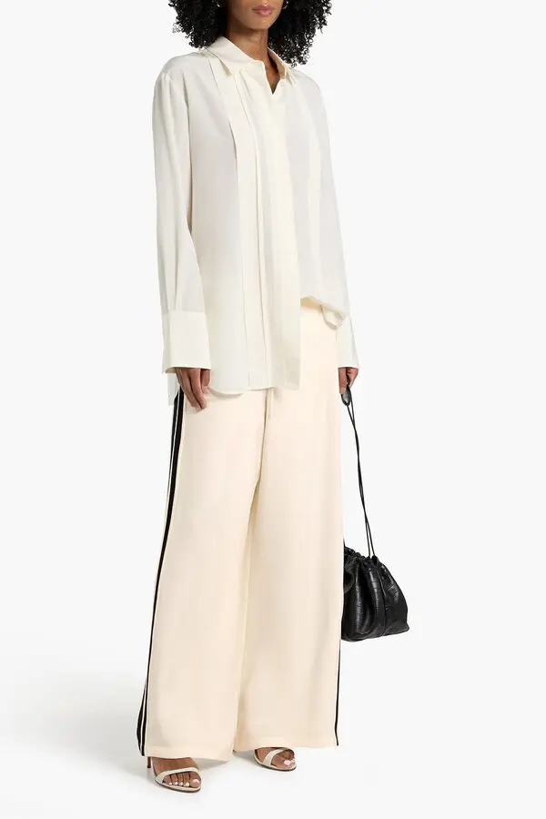 FRAME Striped Wide-leg Silk Pants