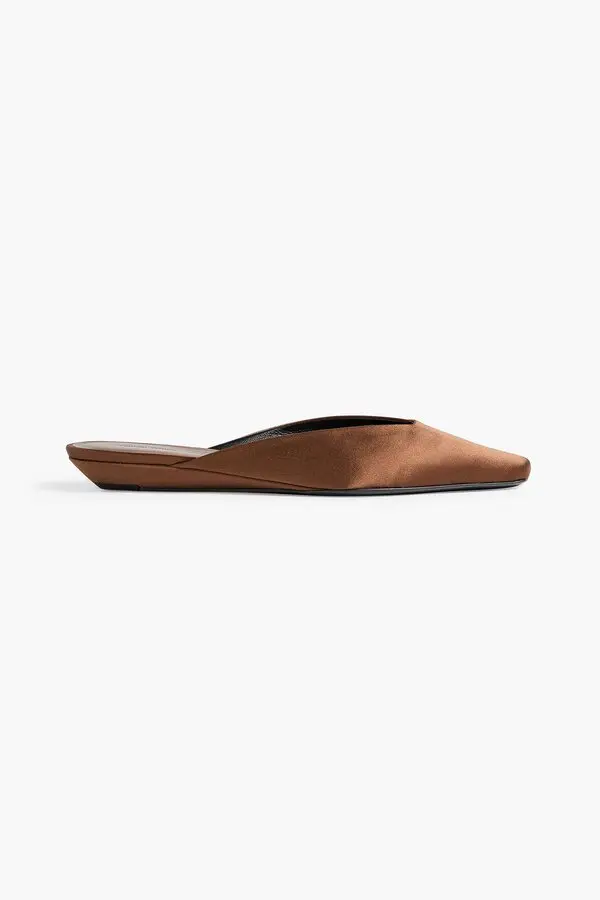 Loulou De Saison Petros Satin Slippers - Brown