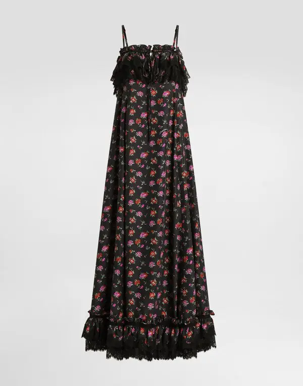 Dolce & Gabbana Floral-print Habotai Long Dress - Multicolor