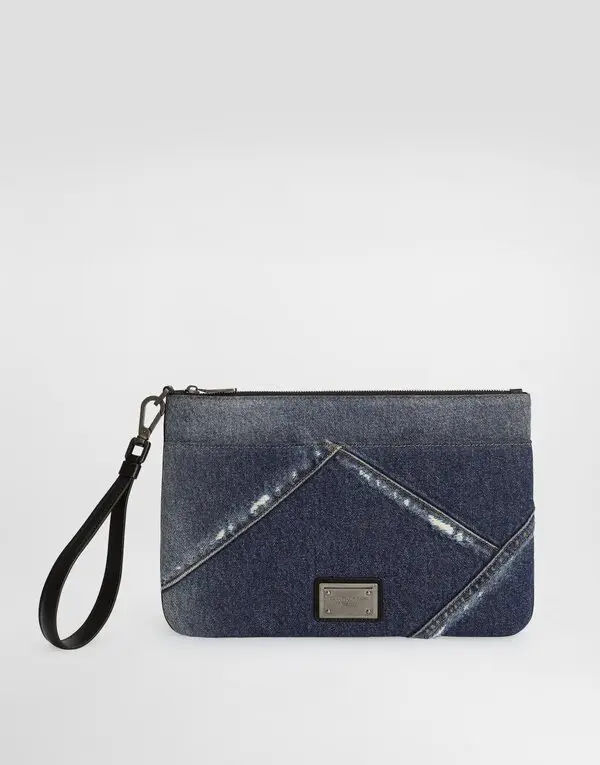 Dolce & Gabbana Denim Patchwork Necessaire - Blue
