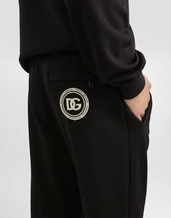 Dolce & Gabbana Jersey Trousers With Patch - Black