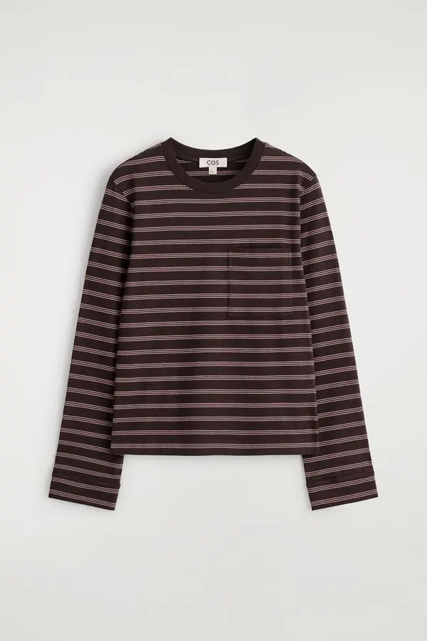 Cos Cotton Long-sleeved T-shirt - Brown