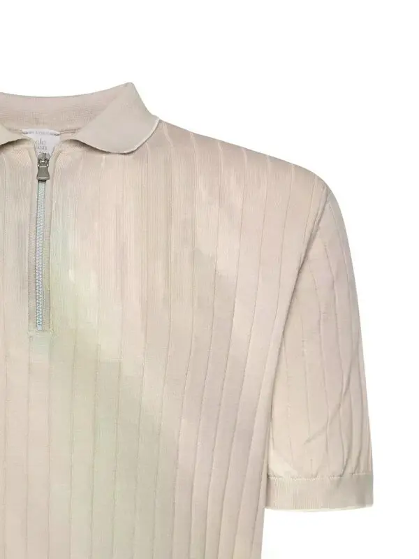 Eleventy Zip-neck Ribbed Polo Shirt