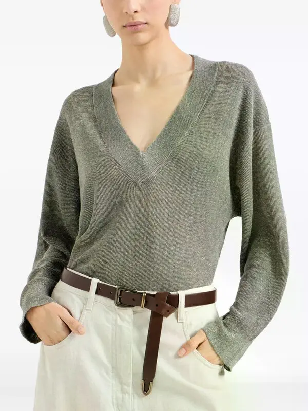 Brunello Cucinelli Sparkling V-neck Top