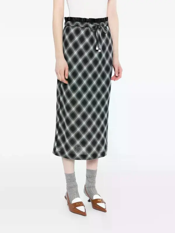 LESS Plaid Midi Skirt