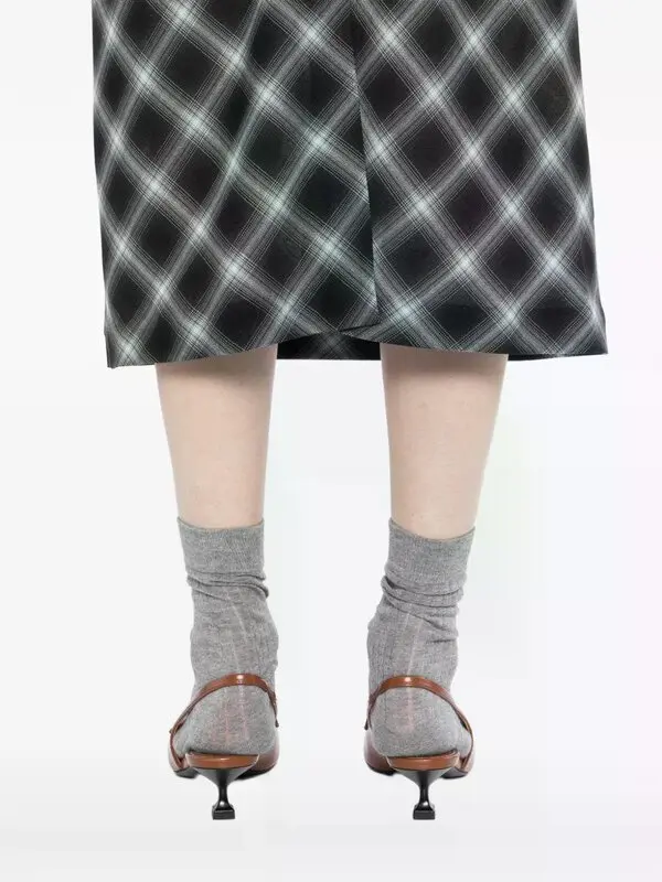 LESS Plaid Midi Skirt