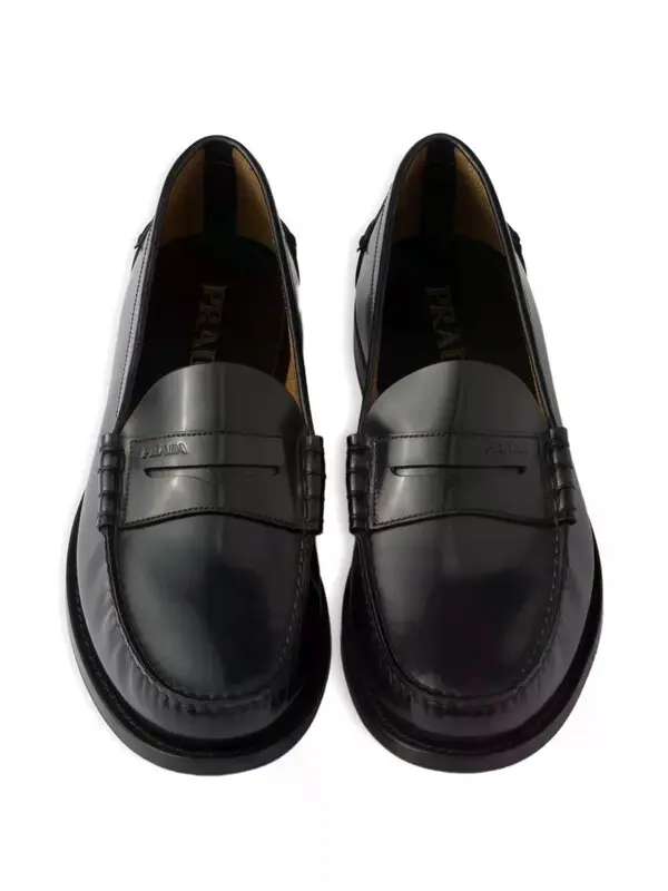 Prada Brushed-leather Loafers - Black