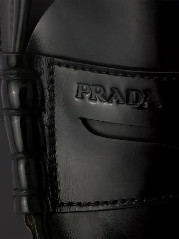 Prada Brushed-leather Loafers - Black