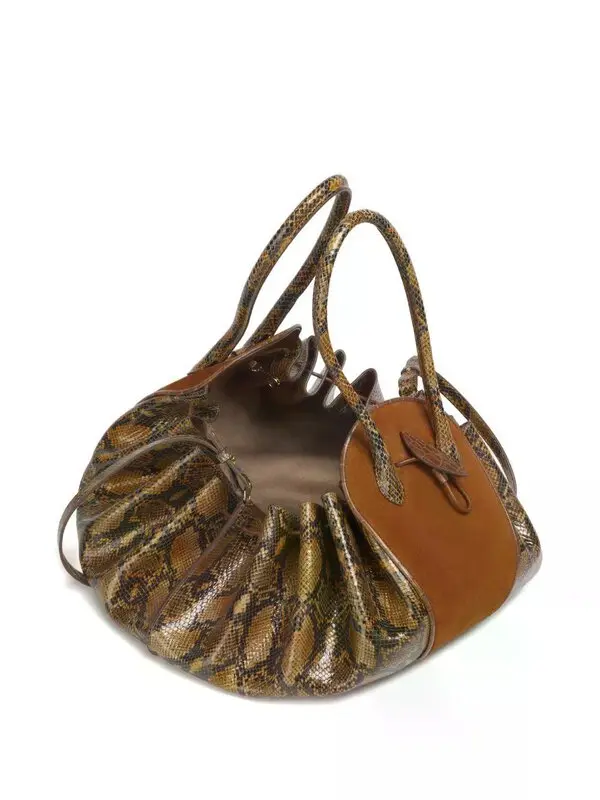 Marni Large Python-print Shoulder Bag - Brown