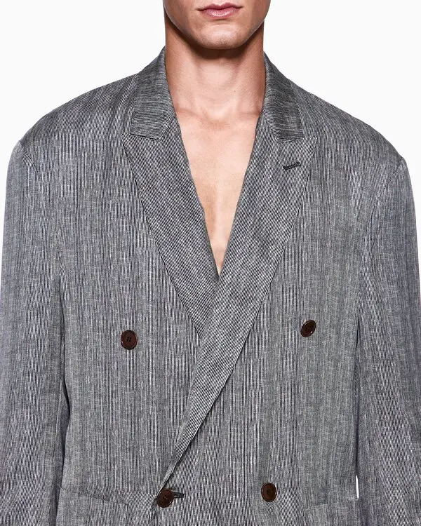 Giorgio Armani Double-breasted Lyocell & Silk Printed Jacket