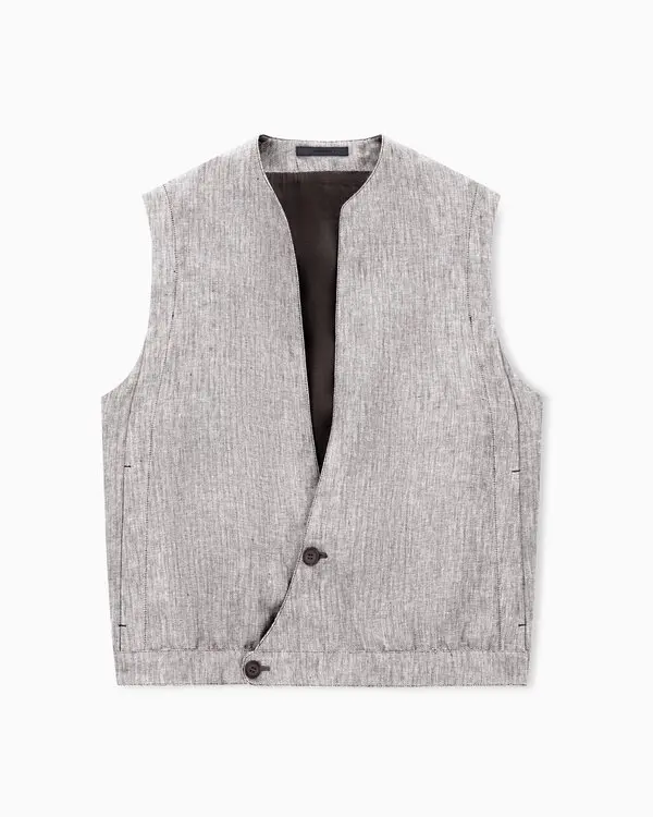 Giorgio Armani Linen Blend Asymmetrical Vest - Grey