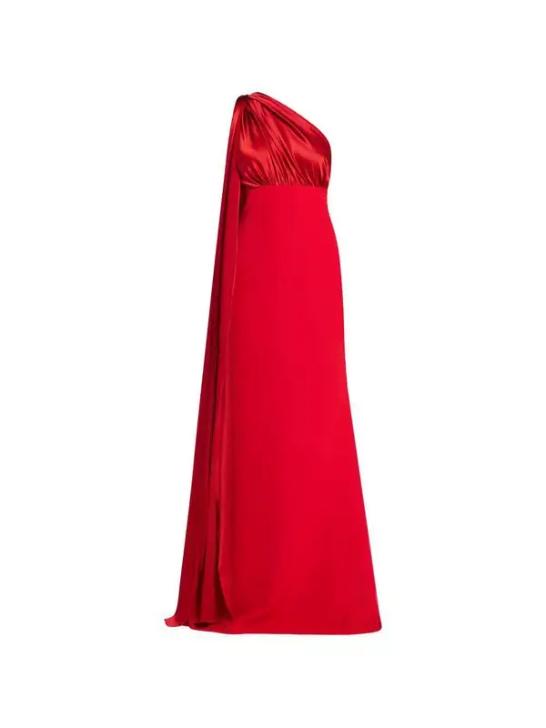 RHEA COSTA One-shoulder Draped Maxi Dress