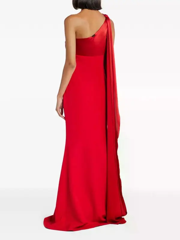 RHEA COSTA One-shoulder Draped Maxi Dress