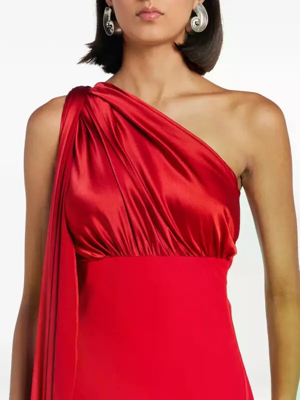 RHEA COSTA One-shoulder Draped Maxi Dress