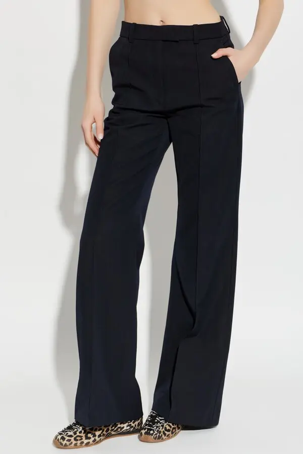 A.p.c. Pleated Wide-leg Trousers - Navy Blue