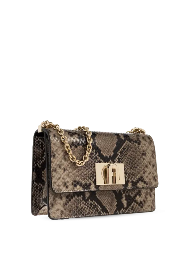 Furla 1927 Mini Python Embossed Shoulder Bag - Brown