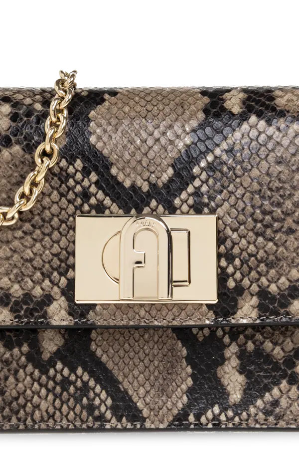 Furla 1927 Mini Python Embossed Shoulder Bag - Brown