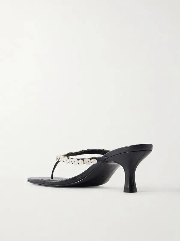 Staud Freja Button-embellished Leather Sandals