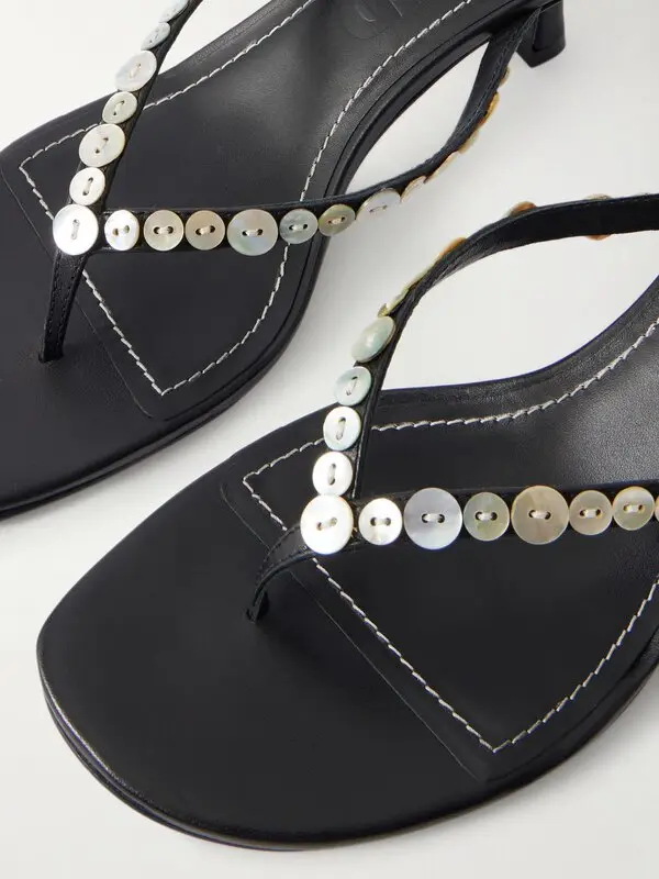 Staud Freja Button-embellished Leather Sandals