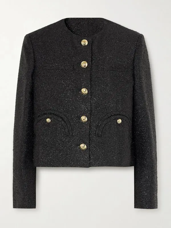 BLAZÉ MILANO Shamo Embellished Metallic Woven Jacket - Black